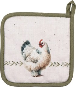 Béžová chňapka - podložka se slepičkami Barnyard Chicken - 20*20 cm