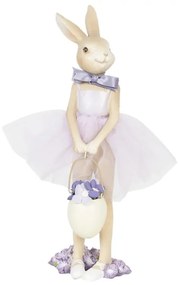 Dekorace králičí dívka v sukýnce a vajíčkem v ruce – 8x8x25 cm