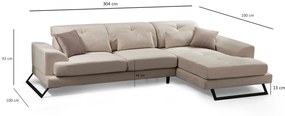 Atelier del Sofa Rohová sedací souprava Frido Corner Right (L3+Chl) - Ecru, Okrová