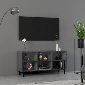 TV stolek s kovovými nohami šedý vysoký lesk 103,5 x 30 x 50 cm