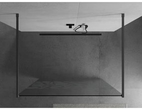 Mexen Kioto, sprchová zástěna Walk-In 100 x 200 cm, 8mm čiré sklo bílý vzor, ​​grafitový profil, 800-100-002-95-85