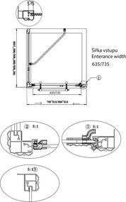 Gelco, ANTIQUE boční stěna 800mm, čiré sklo, bronz, GQ5680C