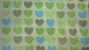 Extrapościel Bavlněné povlečení Srdce 140x200 vzor 52N Srdce celadon modro-béžové Valentýnský den