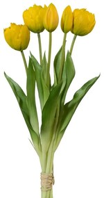 Umělý svazek tulipánů 5 ks žlutá, v. 38 cm