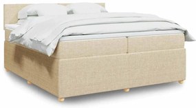 Box spring postel s matrací krémová 200x200 cm textil 3287561