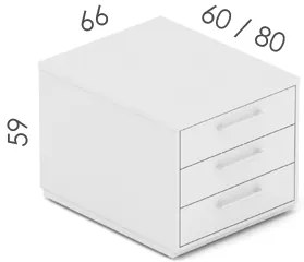 NABYTEK-DESIGNOVY.CZ - DEKB66 - Komoda kancelářská EPIC, 3 zás., 66cm délka, 60/80cm hloubka, dub/černá