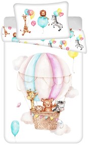 Jerry Fabrics Povlečení do postýlky Zvířátka Flying balloon baby 100x135, 40x60 cm