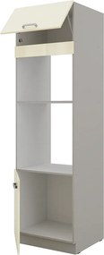 KARMEN | vysoká skříňka 60 DPM-210 2F na vestavnou troubu a mikrovlnku | 60 cm | světle šedá/krémová lesk