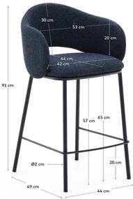 Tmavě modrá barová židle (výška sedáku 65 cm) Maina – Kave Home