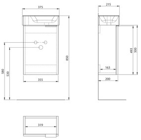 Sapho Latus XII koupelnová skříňka pod umyvadlo 36,5 x 50 x 21,5cm antracit mat LT112-3434