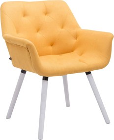Židle s područkami Cass látka, dřevěné nohy bílé Barva  Žlutá
