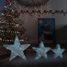 Vánoční LED hvězdy 3ks stříbrné síťovina venkovní i vnitřní,  329776 HangarStore.cz