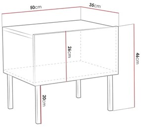 Noční stolek EXITO 46x50 cm bílá/zlatá