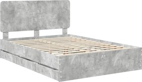 Rám postele s čelo Betonově šedá 150 x 200 cm Inženýrské dřevo 3412584