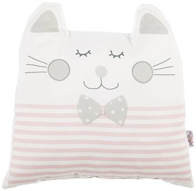 Růžový dětský polštářek s příměsí bavlny Mike & Co. NEW YORK Pillow Toy Big Cat, 29 x 29 cm