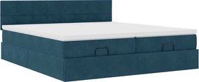 Osmanský rám postele s matrací tmavě modrý 200x200cm samet 3312084