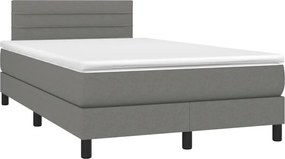 Box spring postel s matrací a LED tmavě šedá 120x190 cm textil 3270047