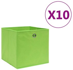 Úložné boxy 10 ks netkaná textilie 28 x 28 x 28 cm zelené 325229