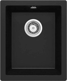 Deante Corda, granitový dřez pod desku 380x460x194 mm, 3,5" + prostorově úsporný sifon, 1-komorový, černá, ZQA_N10B
