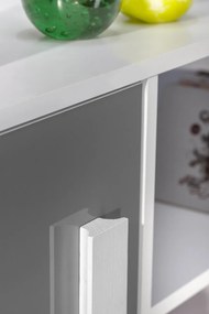 Psací stůl GULIVER 9 Domel 120/80/50 barva: bílý mat/bílý lesk/fialové úchyty