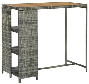 Barový stolek s úložným regálem šedý 120x60x110 cm polyratan 313479