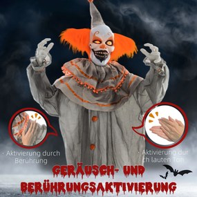 HOMCOM Halloween dekorace Klaun, ohebné paže, aktivováno dotykem/zvukem, svítící oči