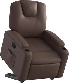 Elektrické zvedací polohovací křeslo hnědé umělá kůže 3204446