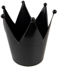 Černý antik kovový svícen ve tvaru koruny - Ø 18*21 cm