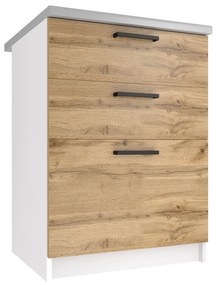 Kuchyňská skříňka Belini spodní se zásuvkami 60 cm dub wotan s pracovní deskou  TOR SDSZ60/0/WT/DW/0/B1