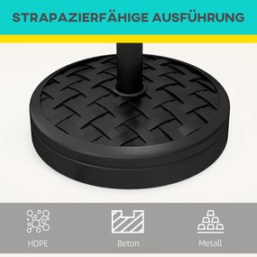 Betonový stojan na slunečník 18 kg stojan na slunečník, kulatý držák na slunečník 32/38/48 mm černý