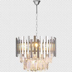 Lustr Aspen, 1x křišťálové/chromové kovové stínítko, (fi 45cm), ch