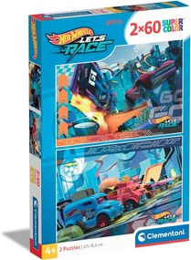 Clementoni - Puzzle 2x60 Hot Wheels