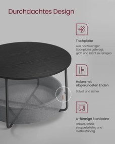 Kulatý konferenční stolek průměr 75 cm, inkoustově černý-šedý