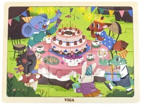 VIGA Dřevěné puzzle 24 dílků-narozeniny