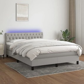 Box spring postel s matrací a LED světle šedá 140x200 cm textil 3133397