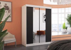 Šatní skříň s posuvnými dveřmi Marvin - 150 cm Barva: Bílá/Černá