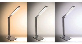 Solight LED stmívatelná lampička s bezdrátovým nabíjením, 10W, změna chromatičnosti, šedá