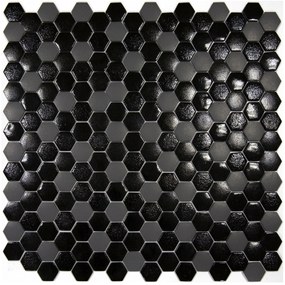 Hisbalit Skleněná mozaika černá Mozaika TEXTURAS LUNA 2,3x2,6 (33,3x33,3) cm - HEXLUNA