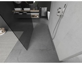 Mexen Kioto, průchozí sprchová zástěna 100 x 200 cm, 8mm šedé sklo, 2x chromová stabilizační rozpěra, 800-100-002-01-40