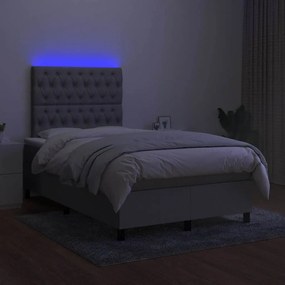 Box spring postel s matrací a LED světle šedá 120x190 cm textil 3270218