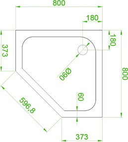 BPS-koupelny Pětiúhelníkový sprchový kout HYD-PK91A 80x80 černá/transparent + vanička HYD-PSV-ST07A černá