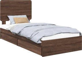 Postel s úložným prostorem se zásuvkou Hnědý dub 75 x 190 cm 3412741