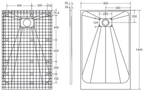 BESCO Obdélníková sprchová vanička VEXO - černá Barva - Černá , Nožičky k vaně - Bez nožiček, Rozměr A - 140 cm, Rozměr B - 90 cm - VEXOOBD1490B