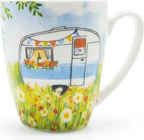Porcelánový hrnek Prázdniny v karavanu, 350 ml – retro karavan, hrnek pro cestovatele a karavanisty
