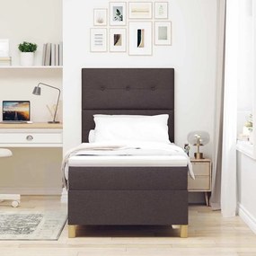 Postel s boxspringem s čelo Tmavě hnědá 80 x 200 cm textil 3339577