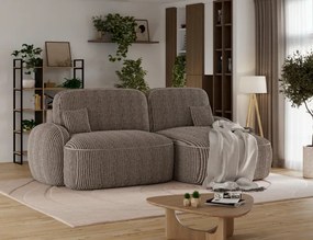 Rohová sedací souprava Tesalia s funkcí spaní a úložným prostorem, světle hnědý velur, pravostranná