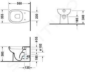 DURAVIT - D-Code Stojící WC, zadní odpad, bílá (21150900002)