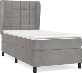 Box spring postel s matrací světle šedá 90x200 cm samet 3129189