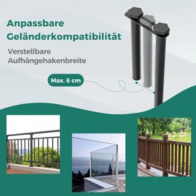 Costway Skládací balkonový stůl, obdélníkový na zavěšení, kovový