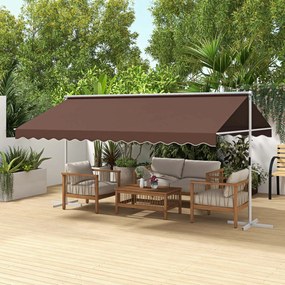 Outsunny volně stojící markýza 4,5x3,4 m zahradní markýza ruční klika výsuvný kryt terasy nastavitelná ochrana proti slunci polyester káva | Aosom